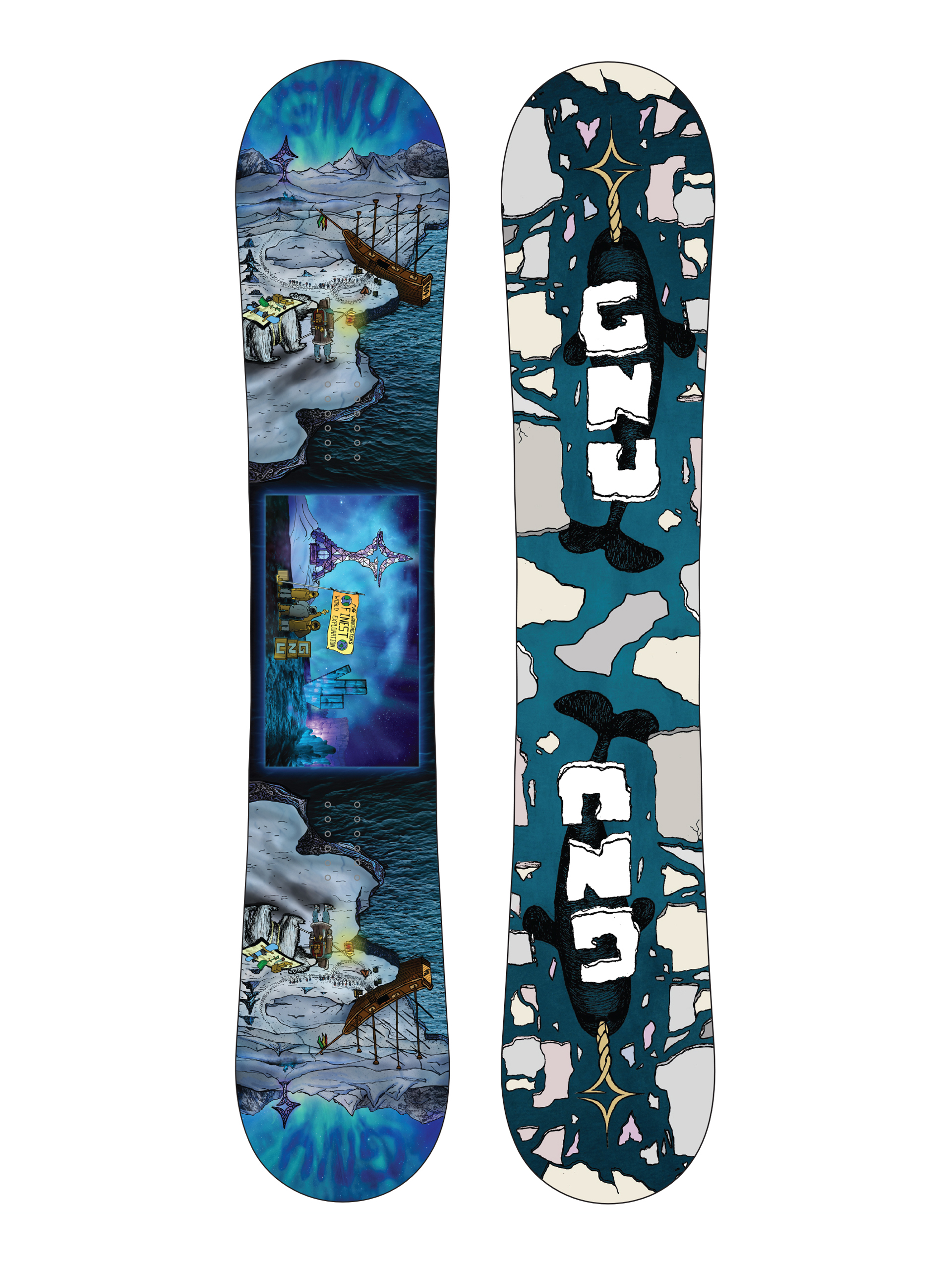 Gnu Snowboard Finest - blue, black, multicolor