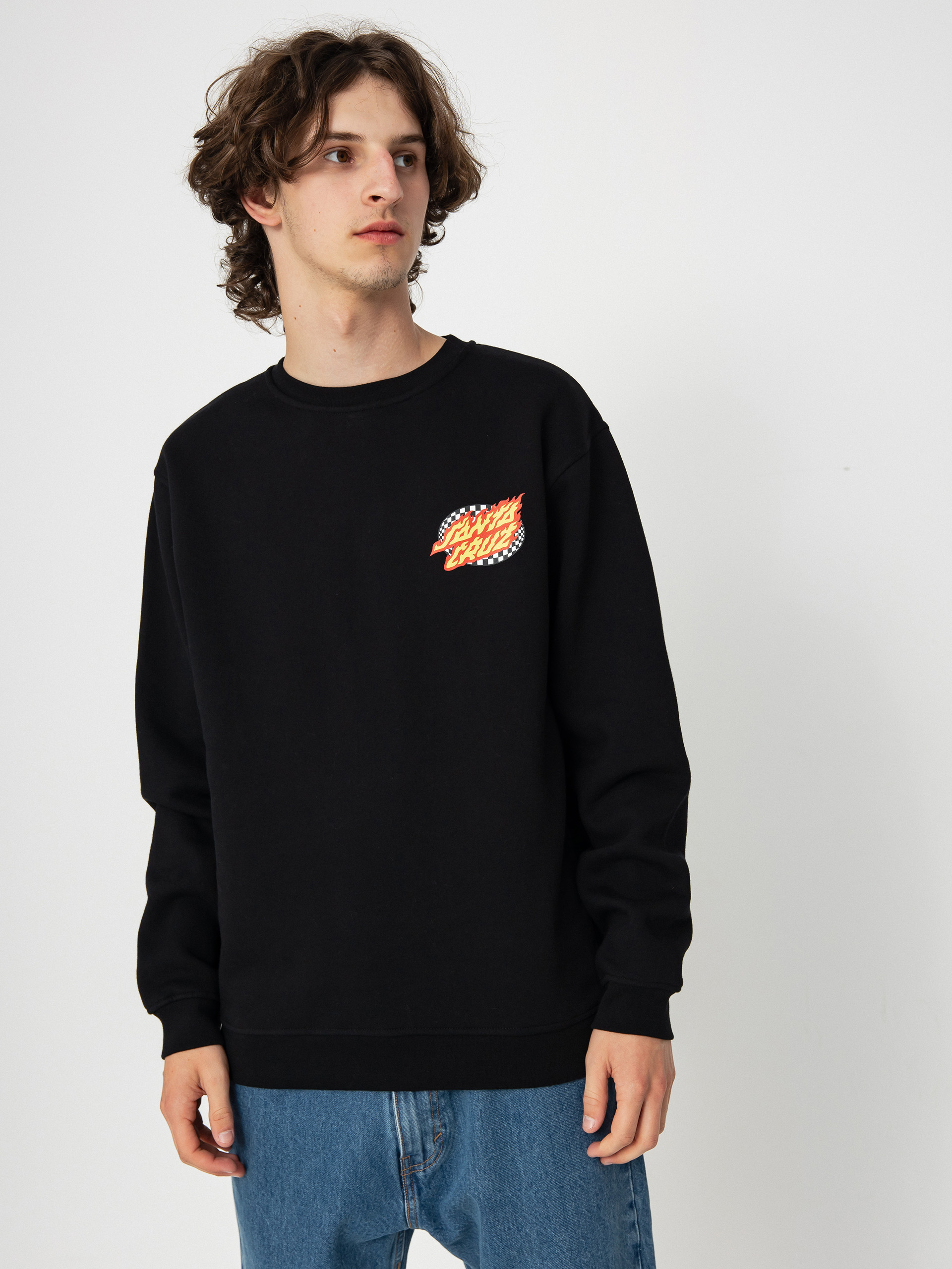 Santa Cruz Sweatshirt Oval Check Flame - black (black)