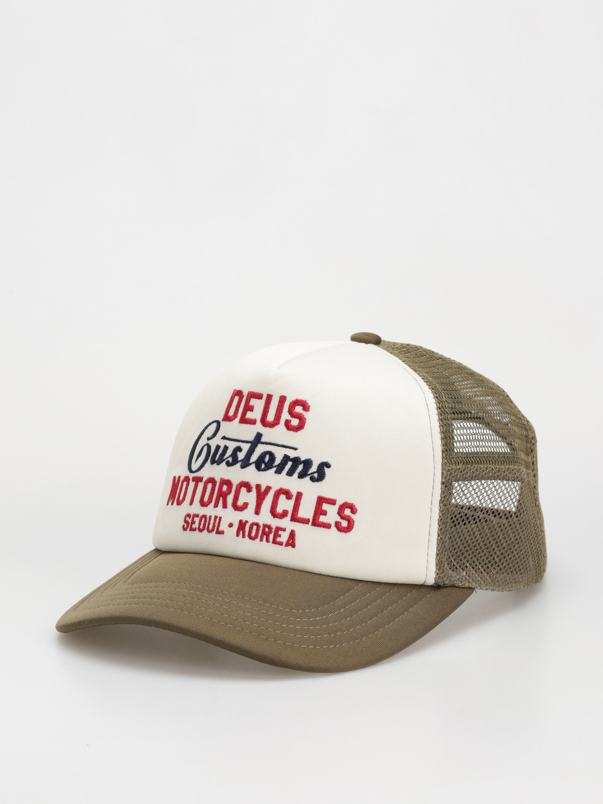 Deus Ex Machina Kamli Trucker Cap - white, green (olive)