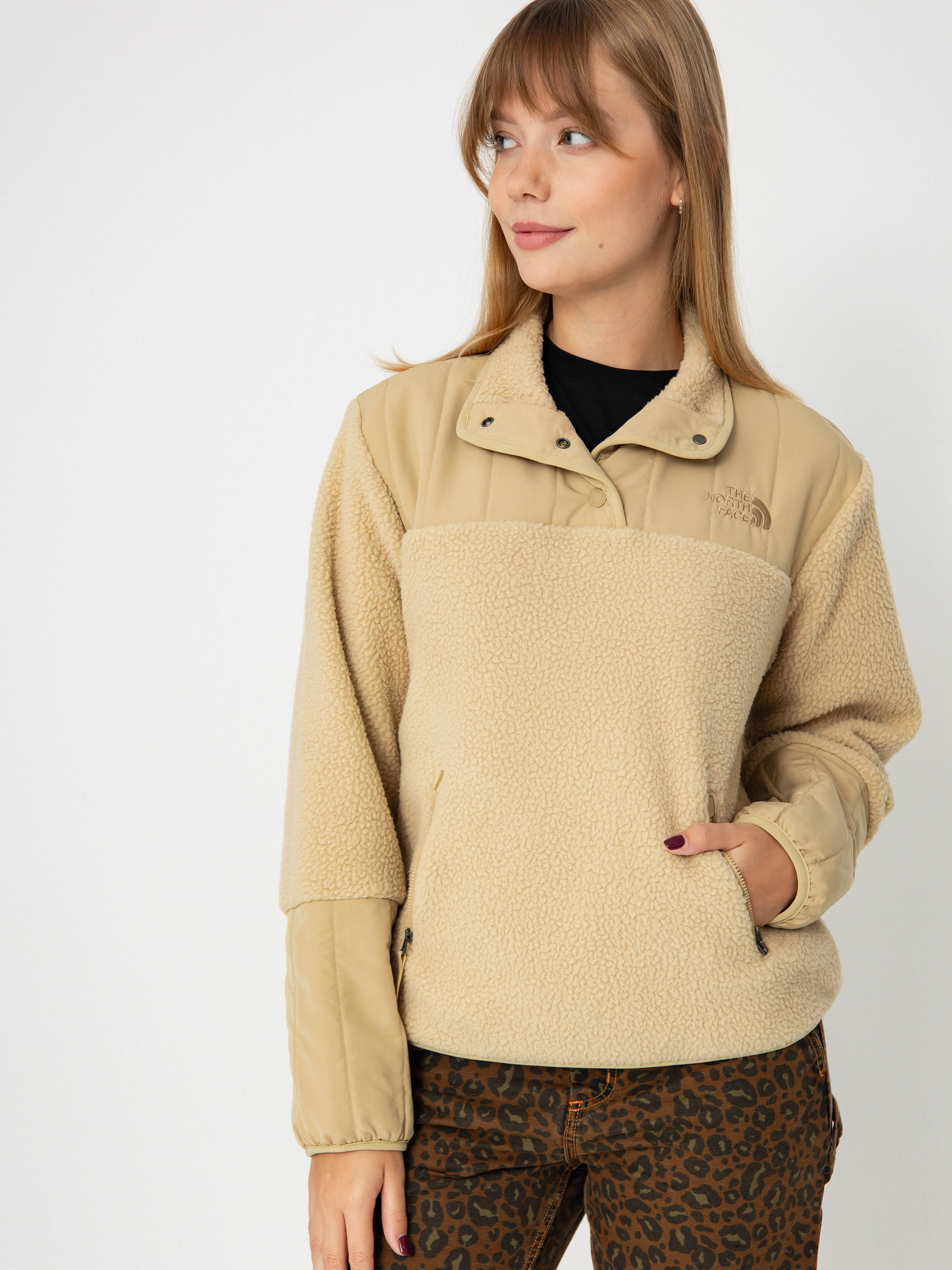 Damen The North Face Fleece Jacke Cragmont Fleece 1 4 Snap khaki stone