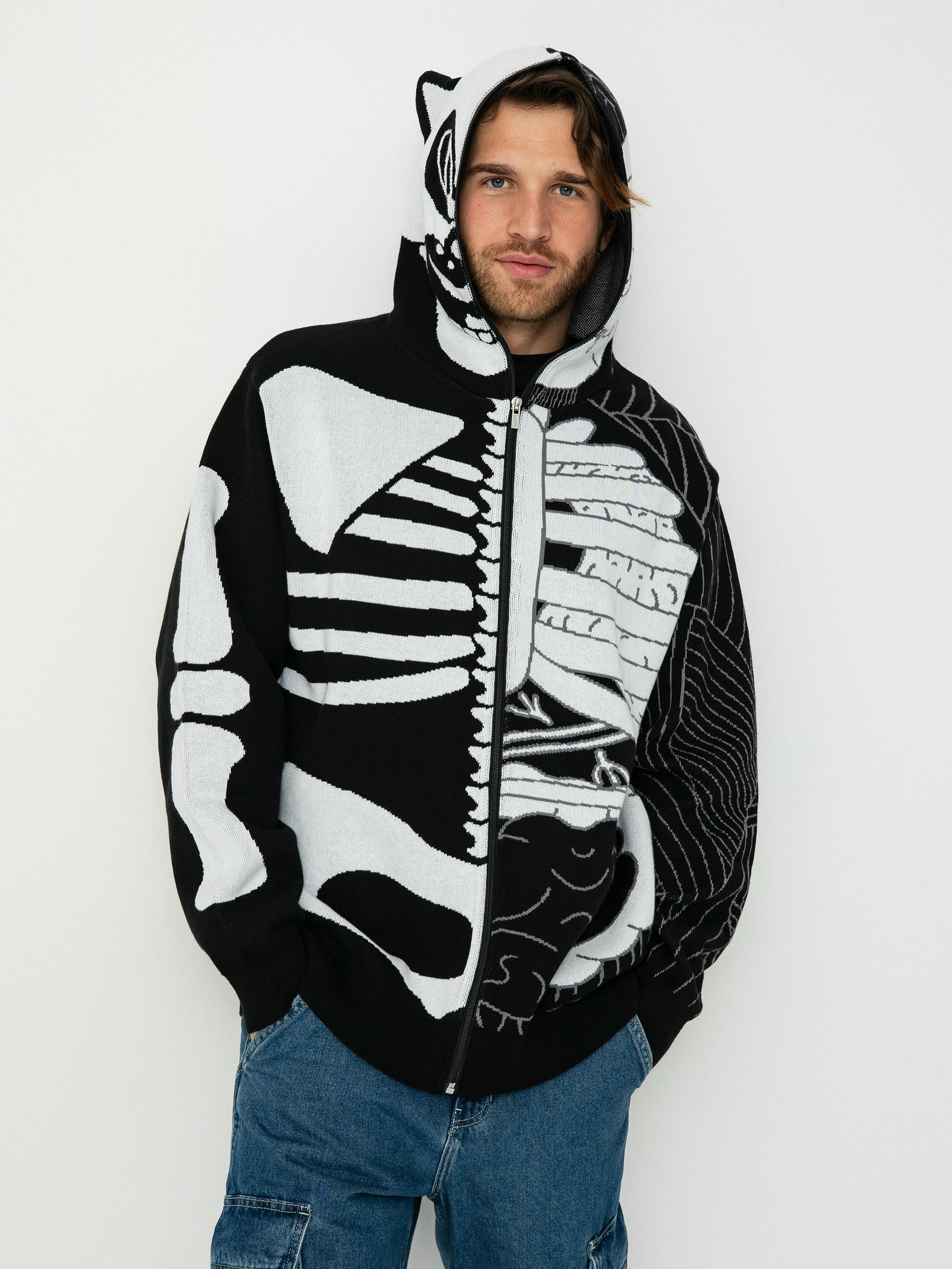 RipNDip Hoodie Skelly Nerm Knit HD - white, black (black/white)