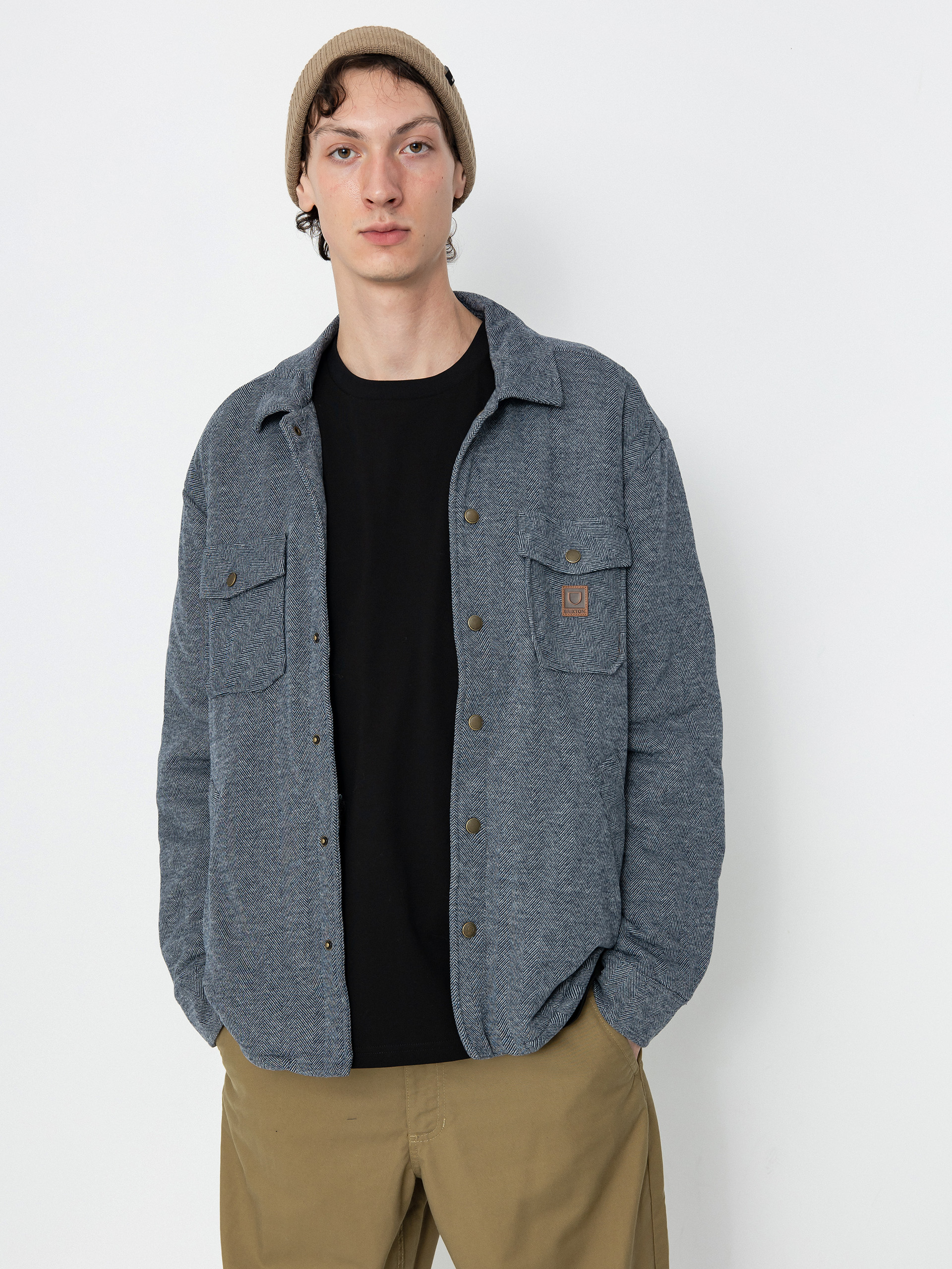 Brixton Durham Lined Jacket - grey (black herringbone)