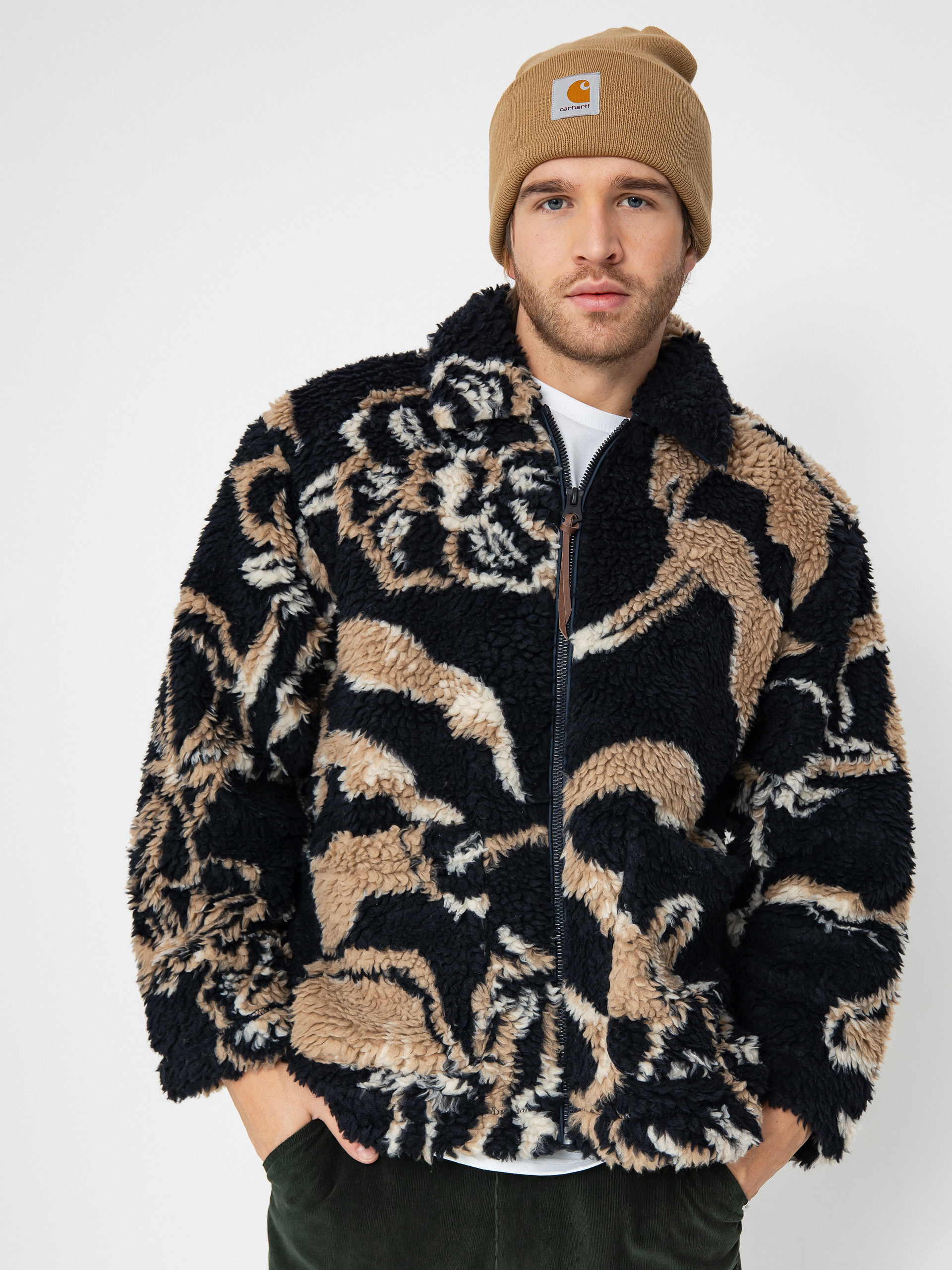 OBEY Jacket Mushroom Sherpa - brown (dark navy multi)