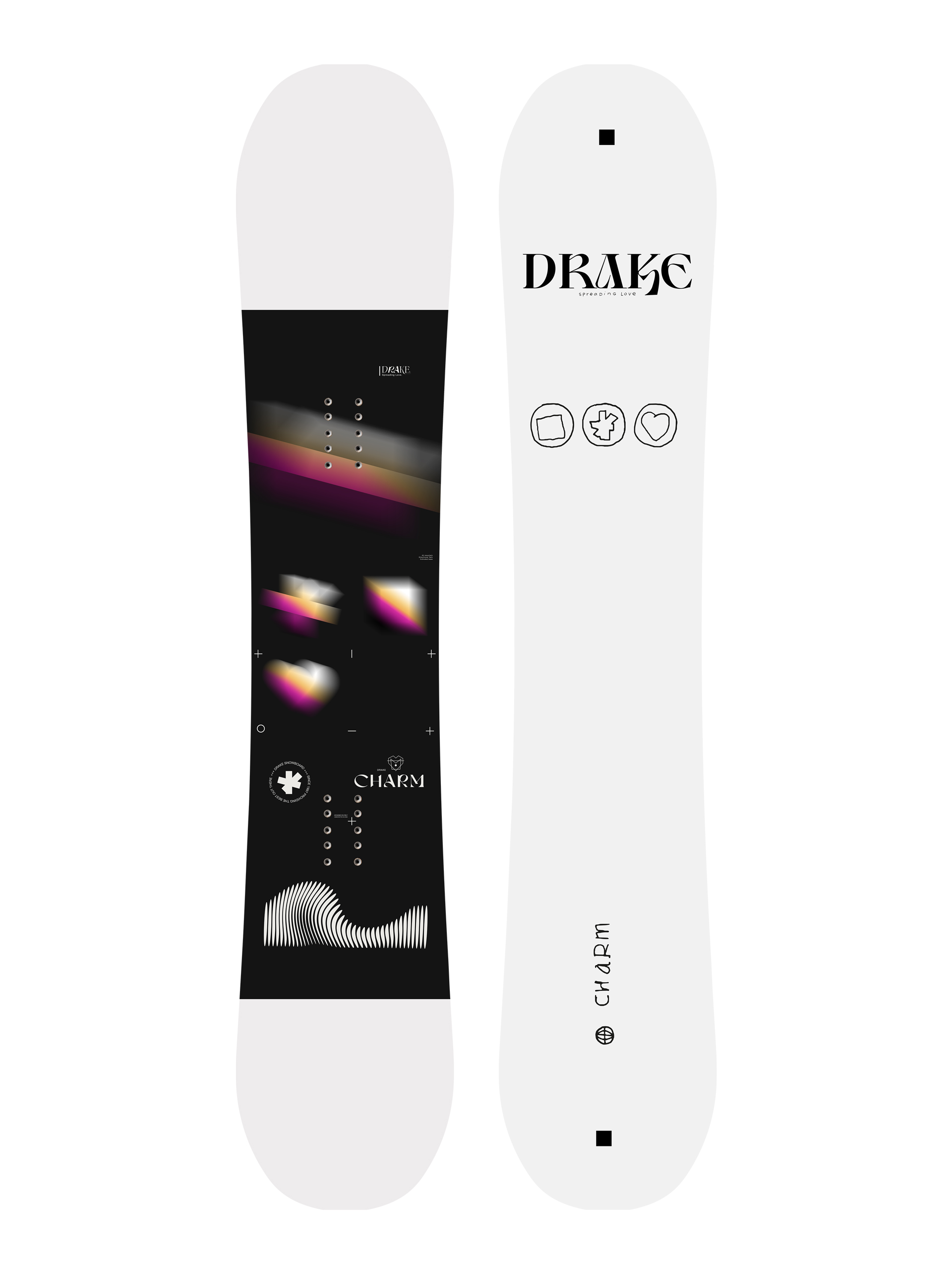 Drake Snowboard Charm Wmn - white, black
