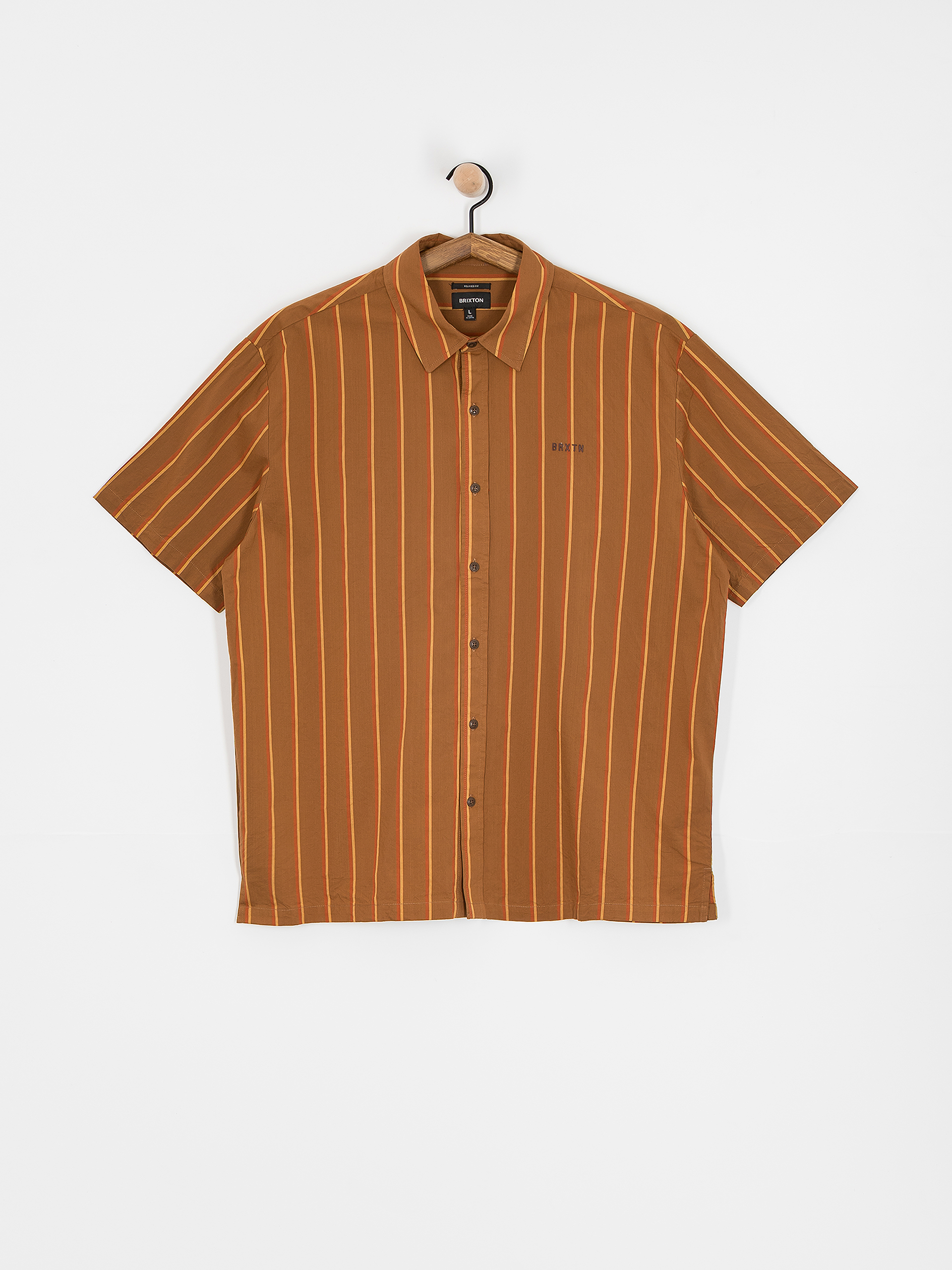Brixton Cru Stripe Shirt - brown (washed copper/burnt red/sunset)