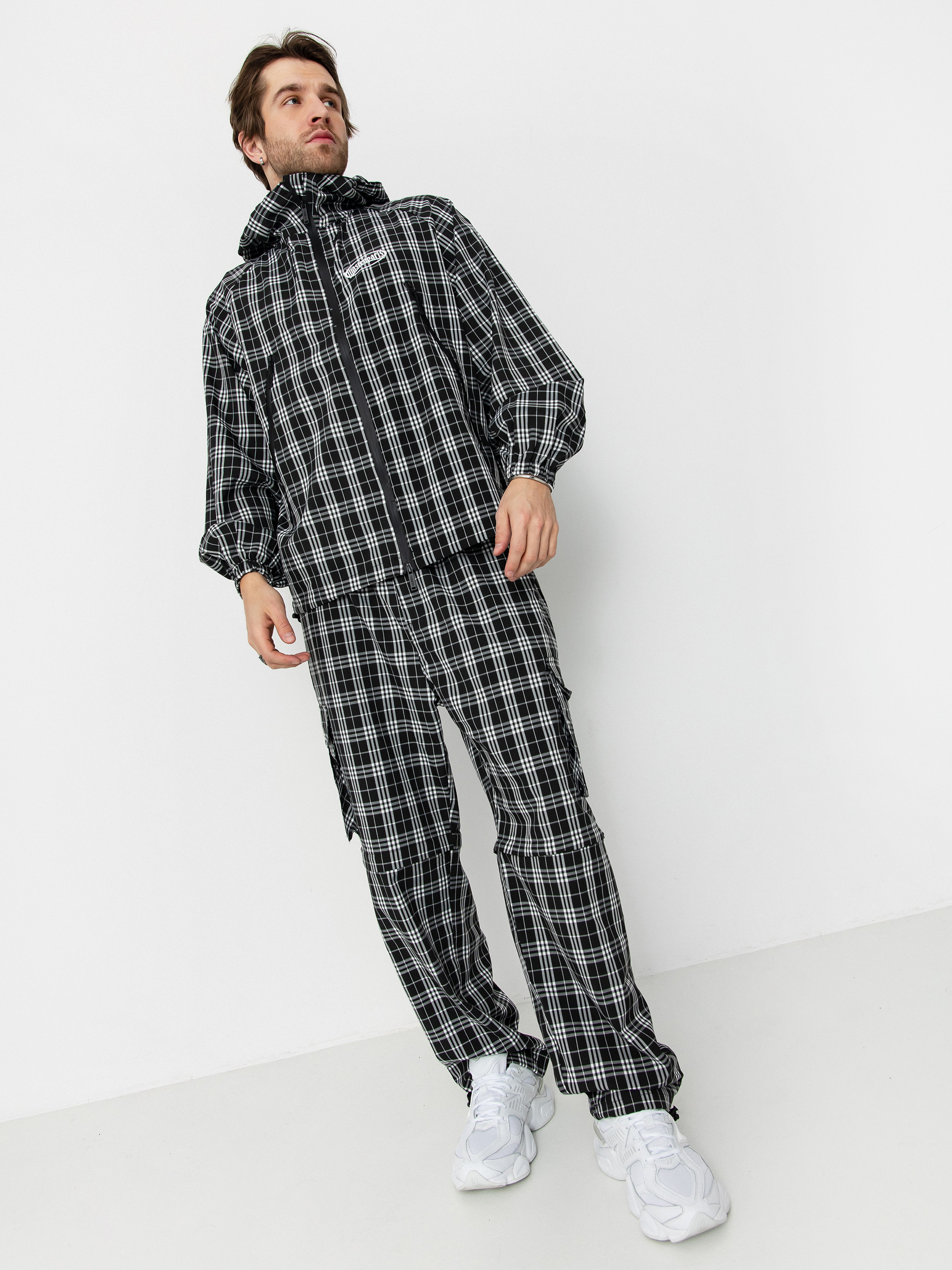 Wasted Paris Yard Tartan Windbreaker Jacket - black (black/white)