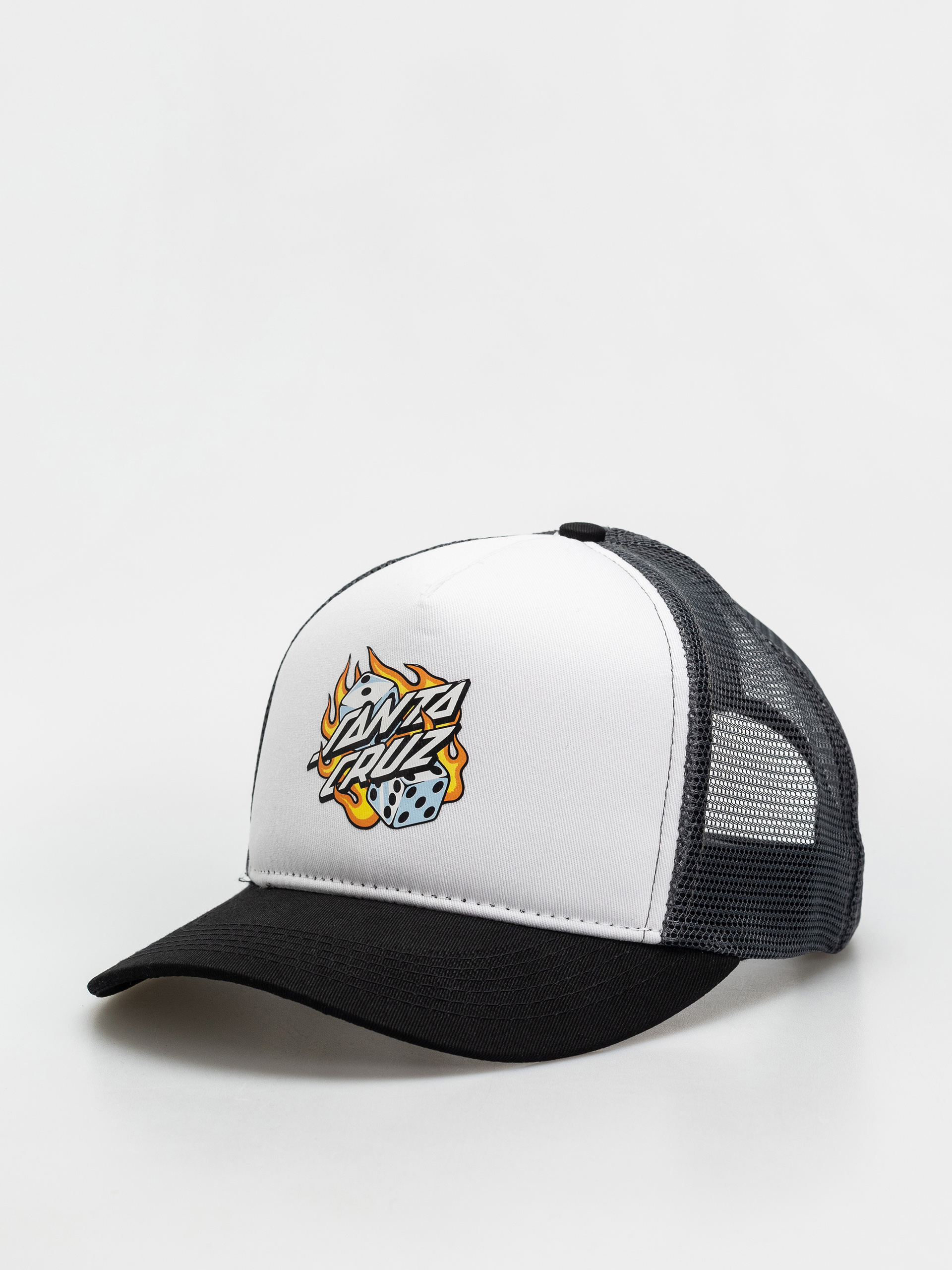 Santa Cruz Cap Flaming Dice Dot - white, black (white/grey)