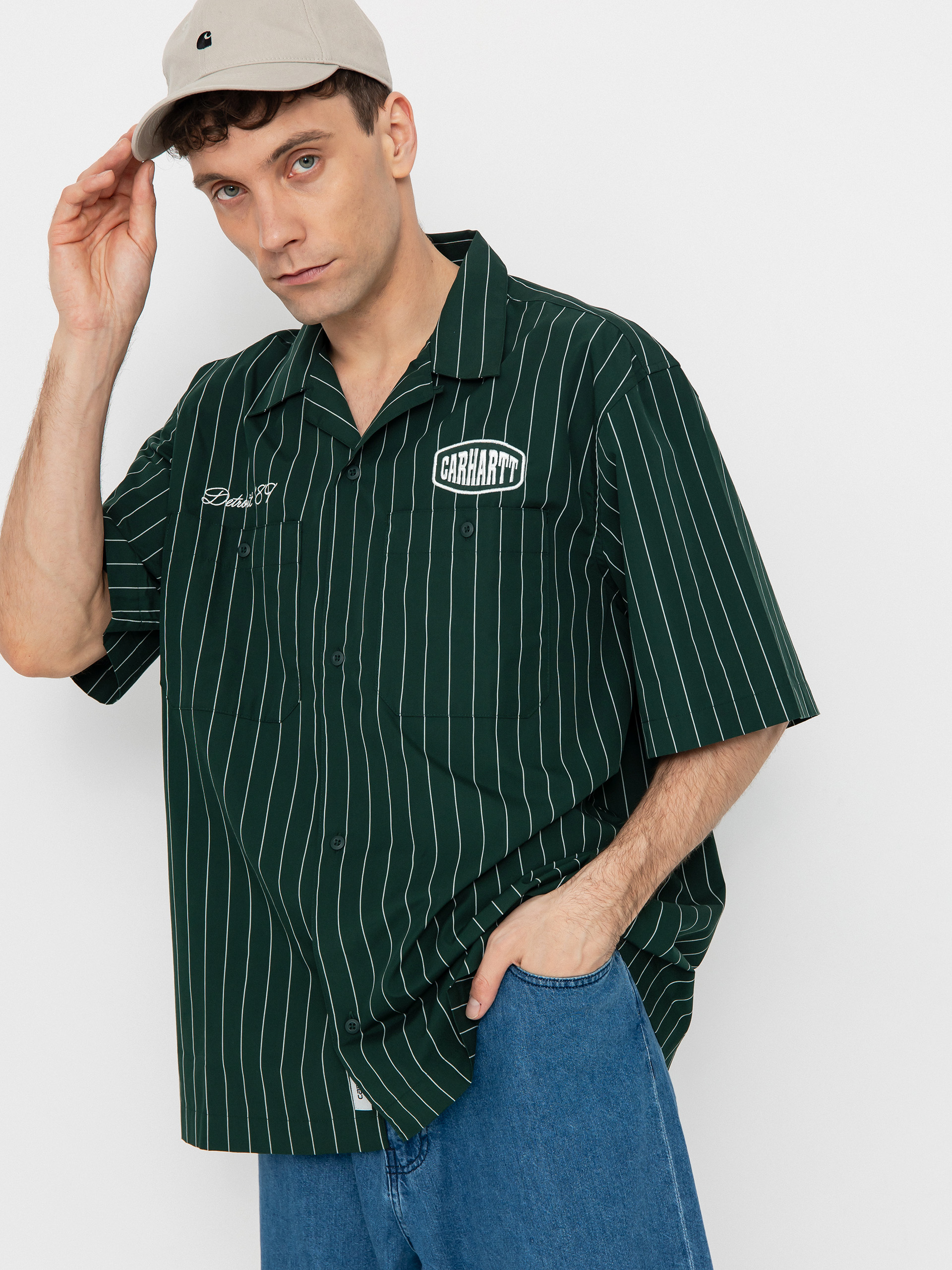Carhartt WIP Hendry Shirt - green (seaton stripe/conifer/wax)