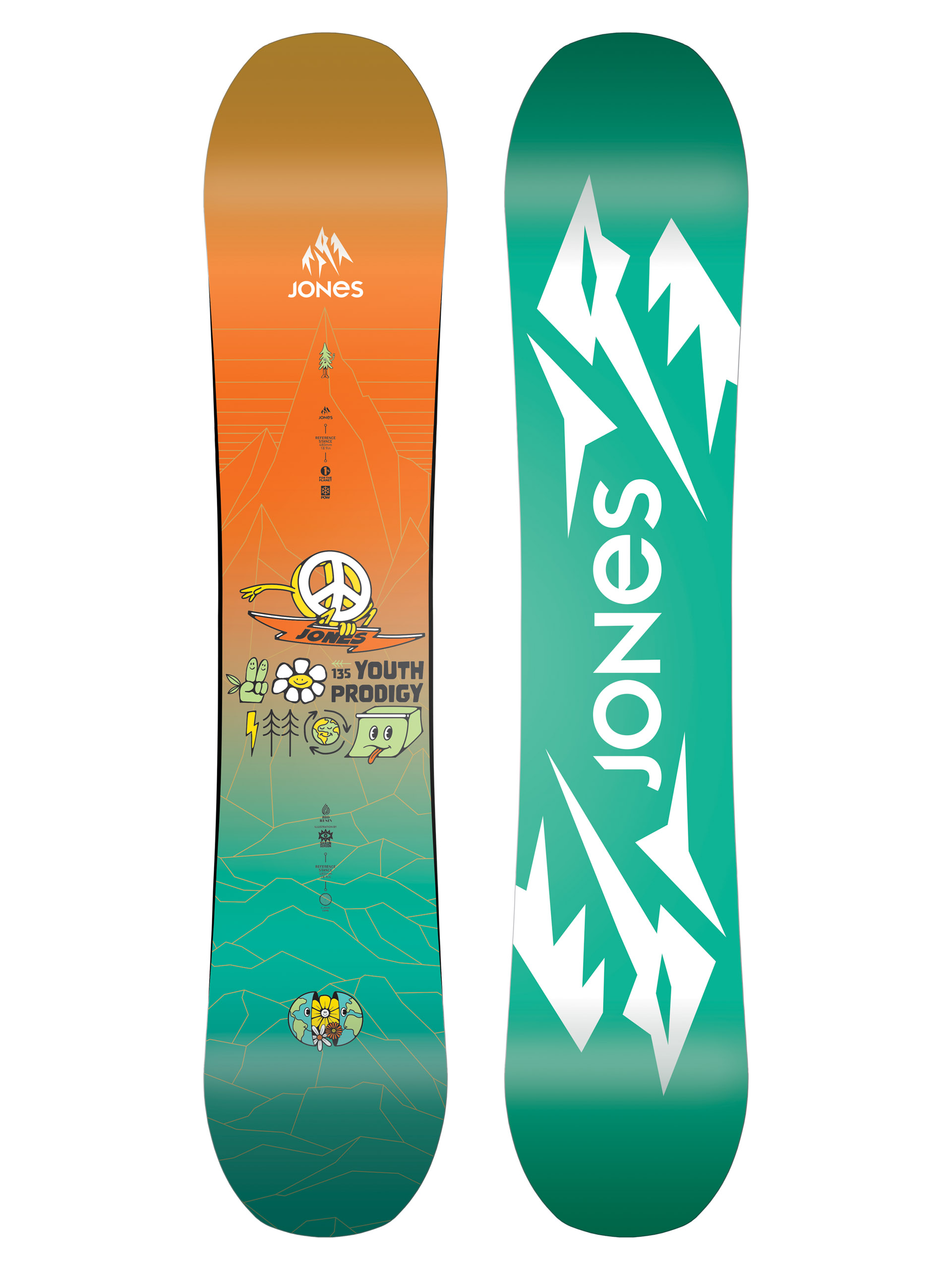 Jones Snowboards Snowboard Prodigy JR - Grün, Orange, Mehrfarbig (orange)