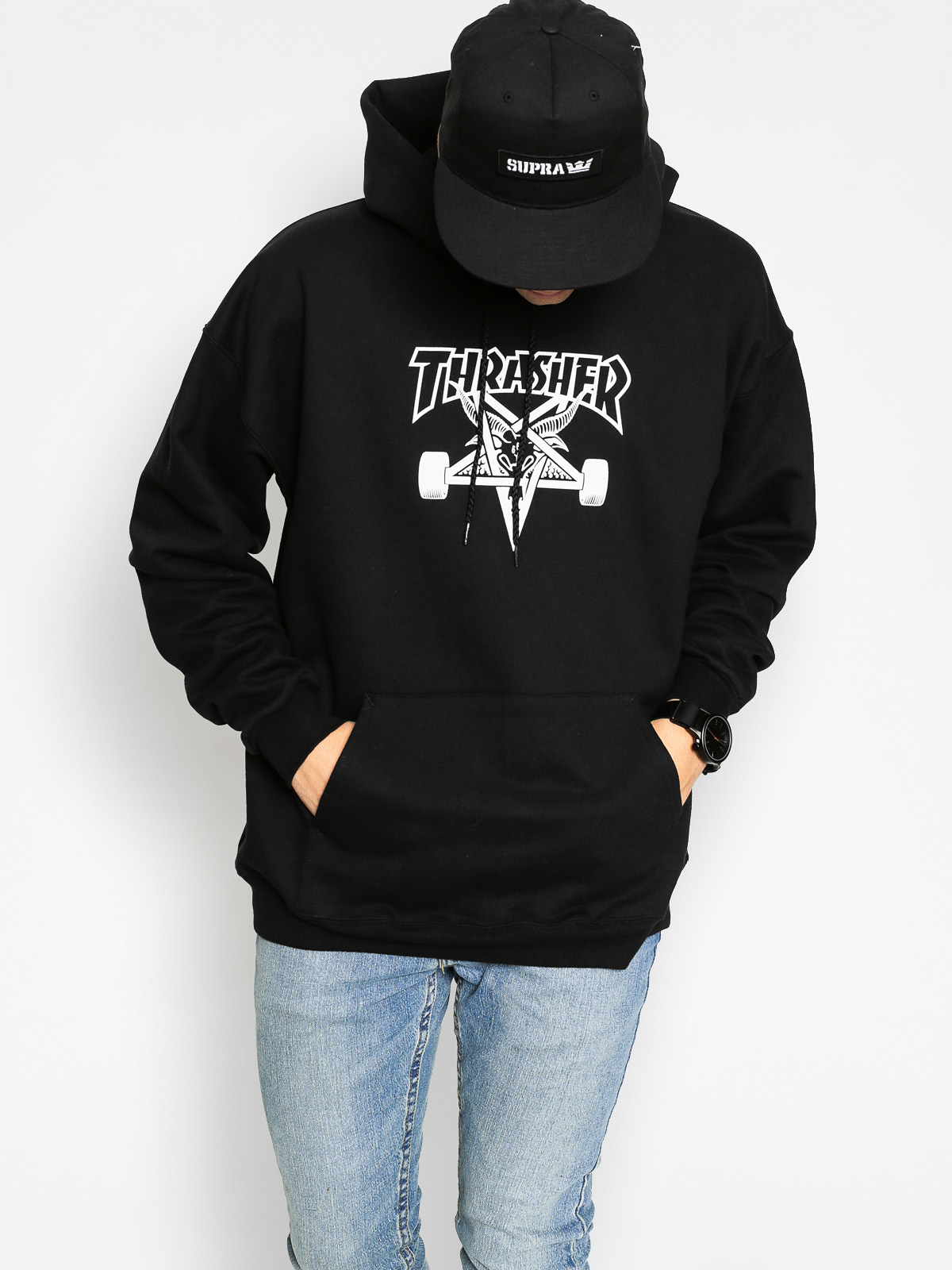 Thrasher Hoodie Skate Goat HD (black/white)