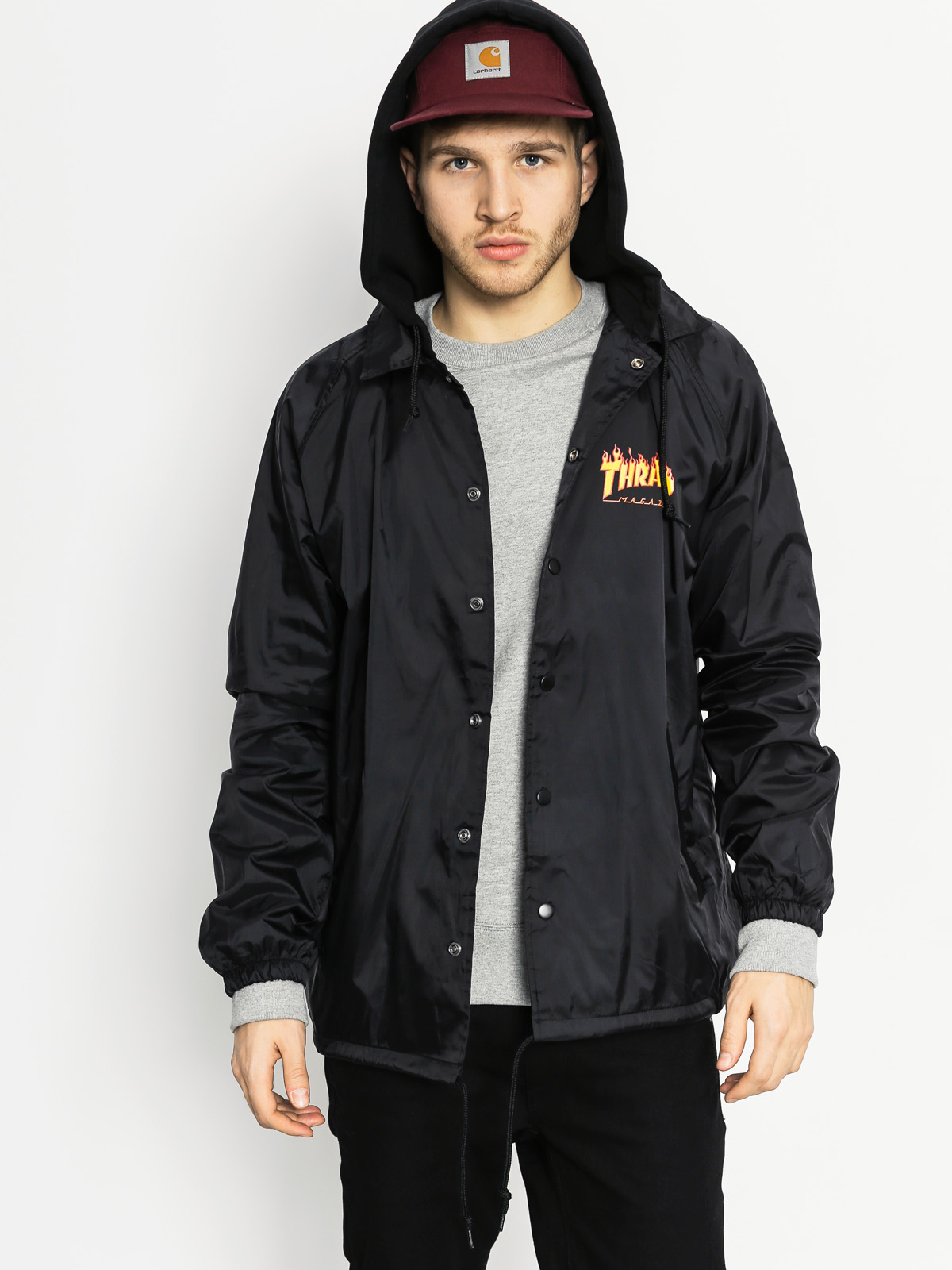 Thrasher Jacket Flame Logo Coach Jacket - black (black)