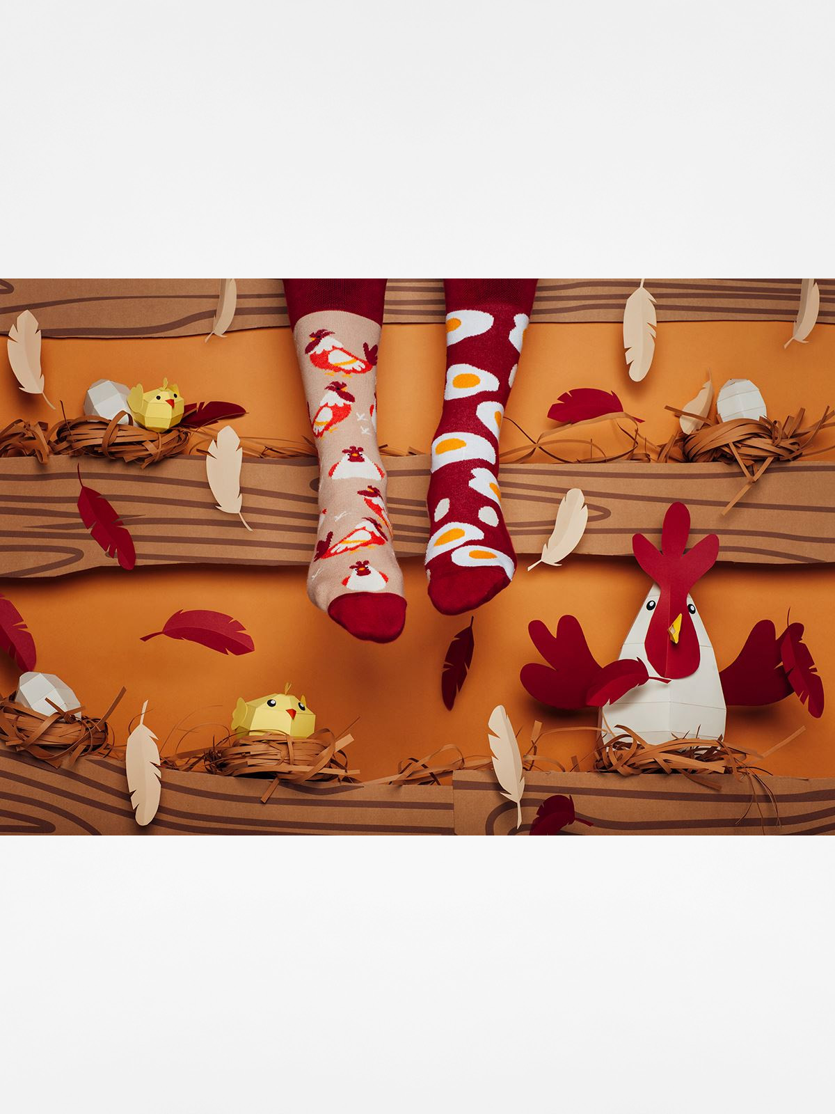 Many Mornings Socks Egg And Chicken - multicolor (red/sand)