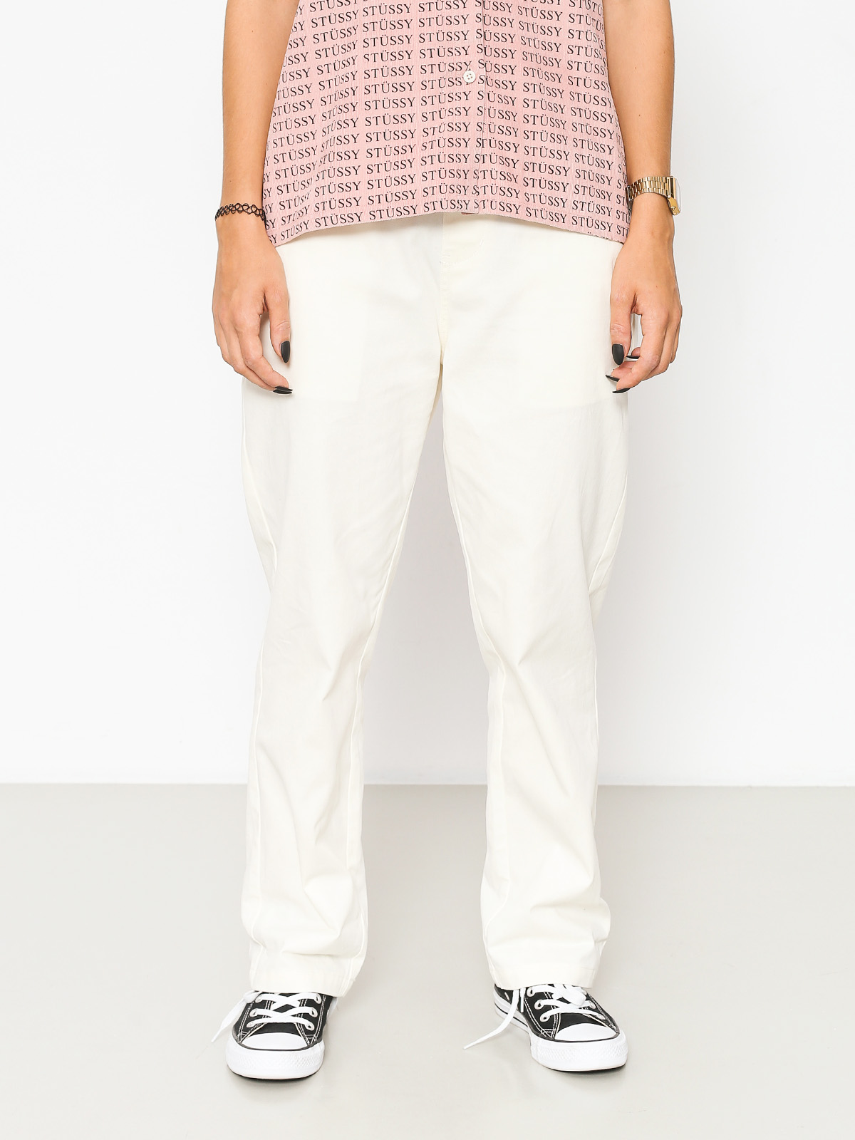 Stussy Hose Twill Standard Wmn - Weiß (off white)