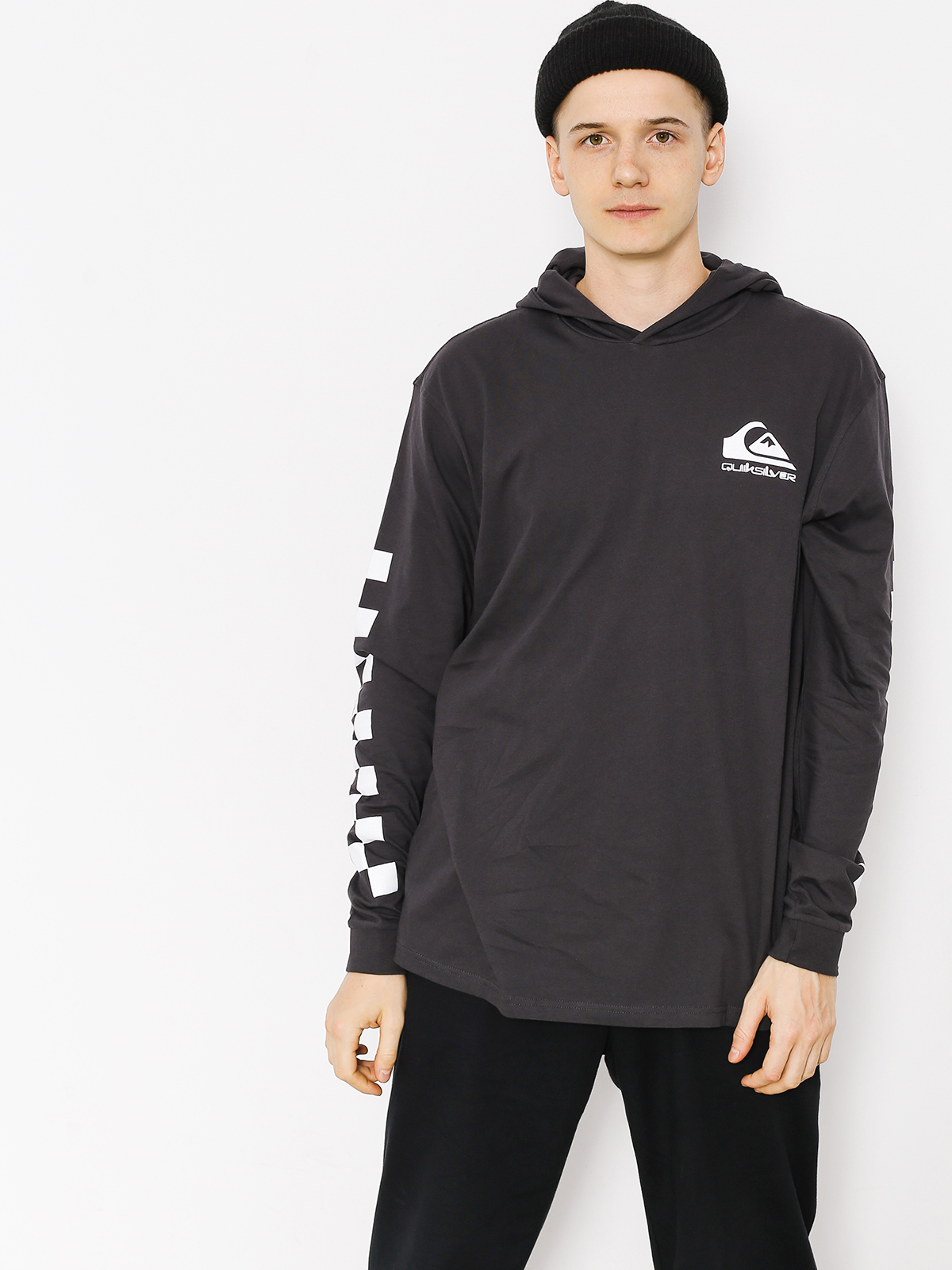 Quiksilver Longsleeve z kapturem Original Hood Iet - black (tarmac)